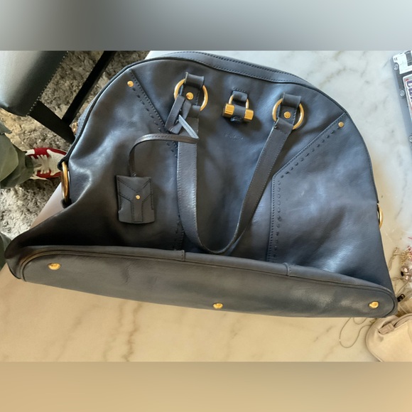 Yves Saint Laurent | Bags | Yves Saint Laurent Hand Bag Blue Leather ...